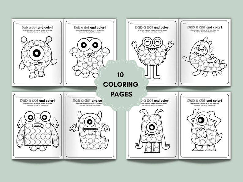 Silly Monster Math Worksheet | Monster Do-a-dot | Math Worksheets - Etsy