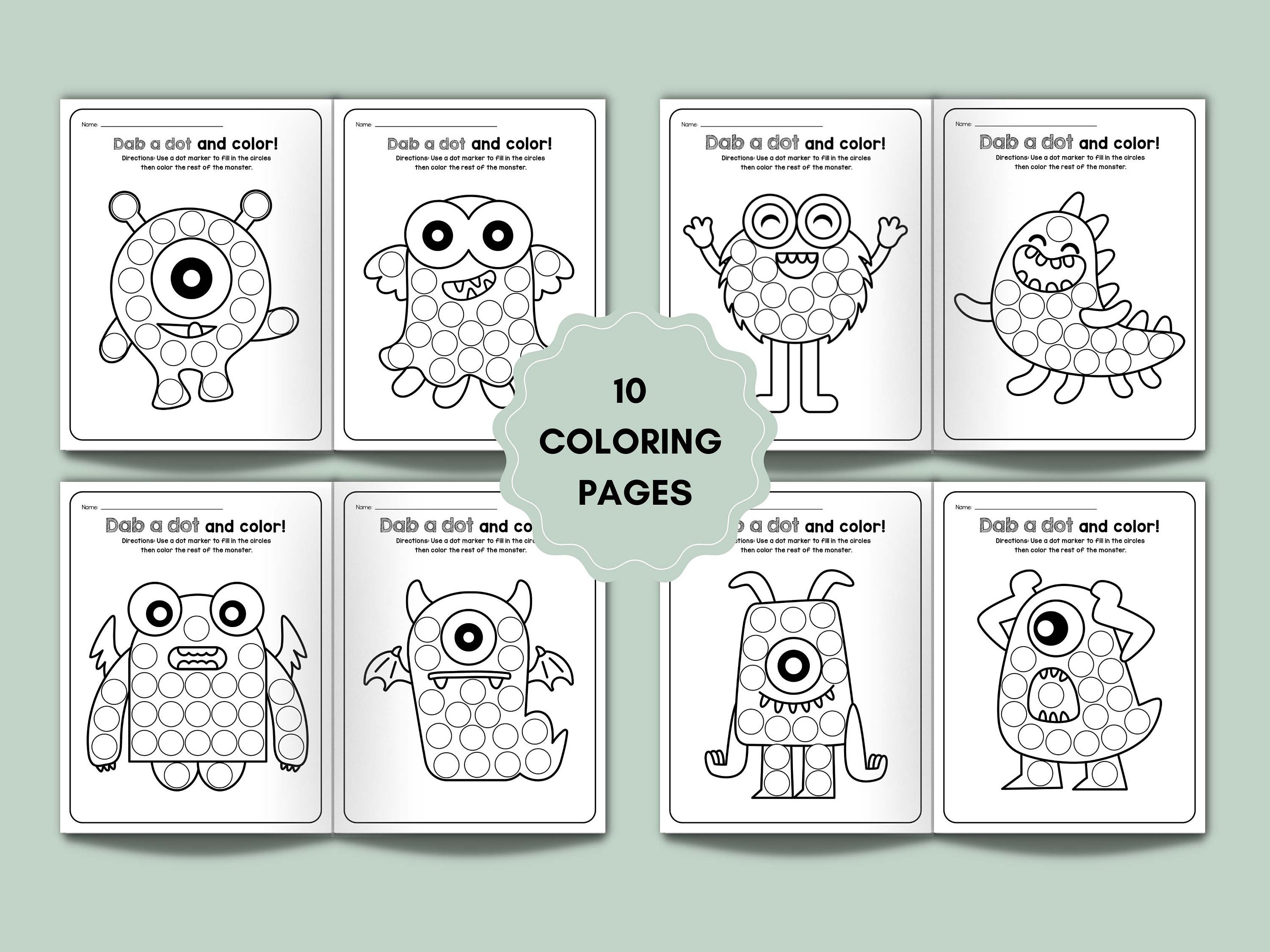 Silly Monster Math Worksheet | Monster Do-a-dot | Math Worksheets - Etsy
