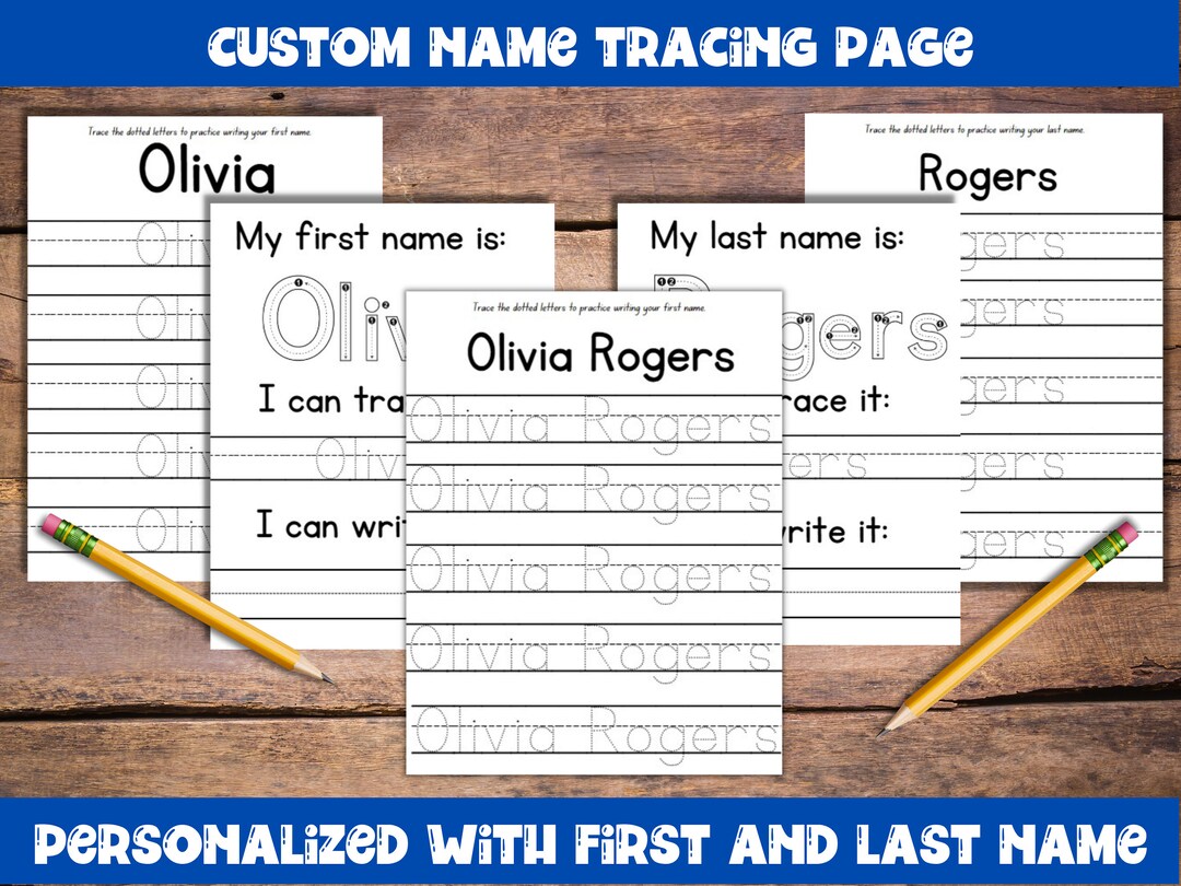 Custom Name Tracing Sheet Bundle Printable Handwriting Practice Sheets ...