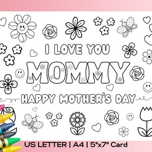 Printable Mothers Day Coloring Card. DIY Mothers Day Gift From Kids ...