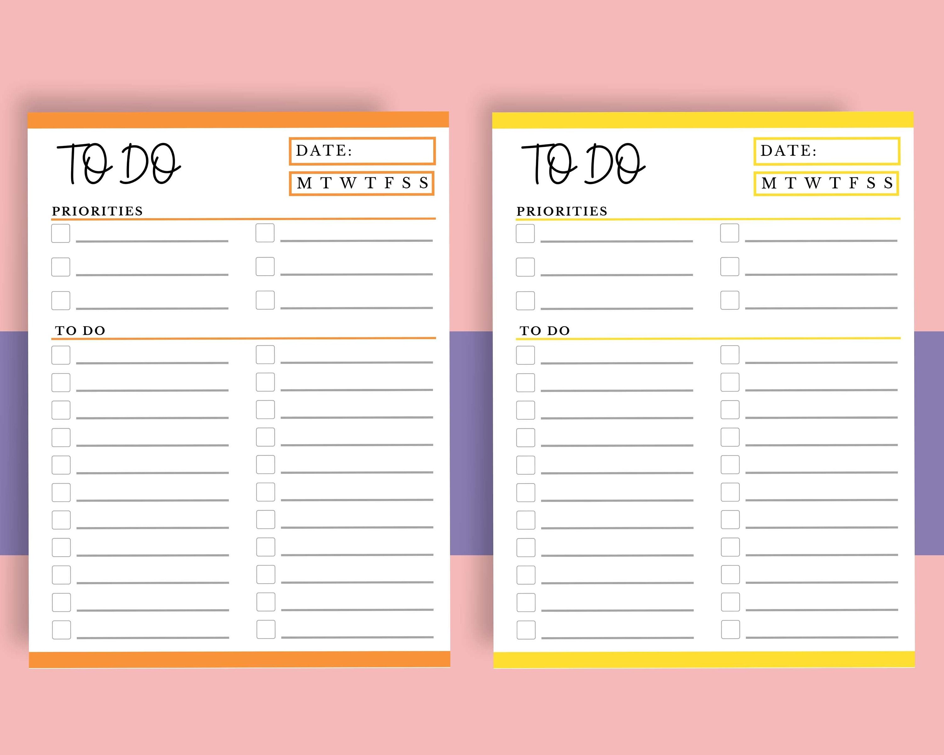 Printable to Do List Daily, Weekly To-do Pdf Planner Checklist A4 and ...