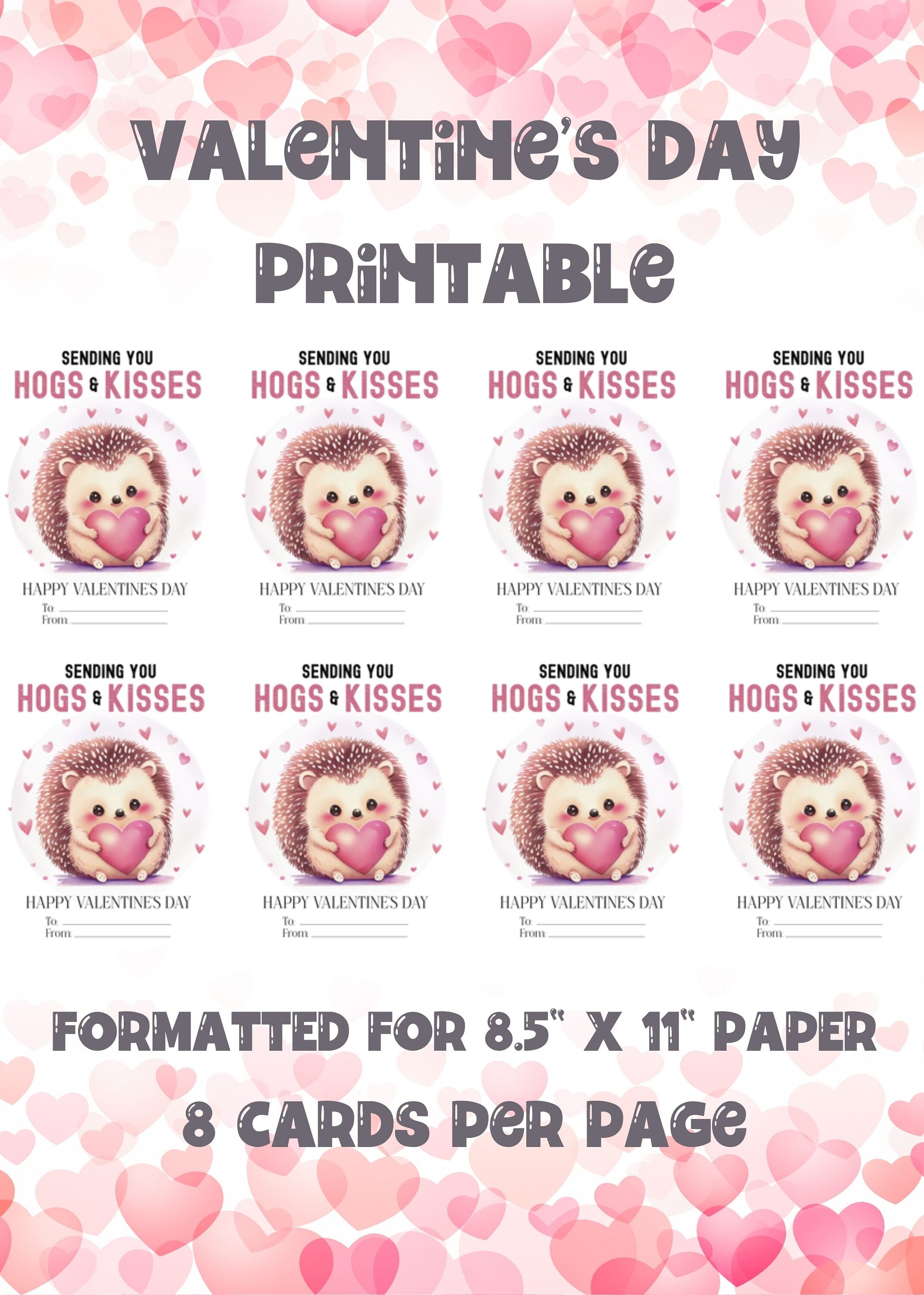 Valentine's Day Printable Hedgehog/ Printable INSTANT DOWNLOAD - Etsy