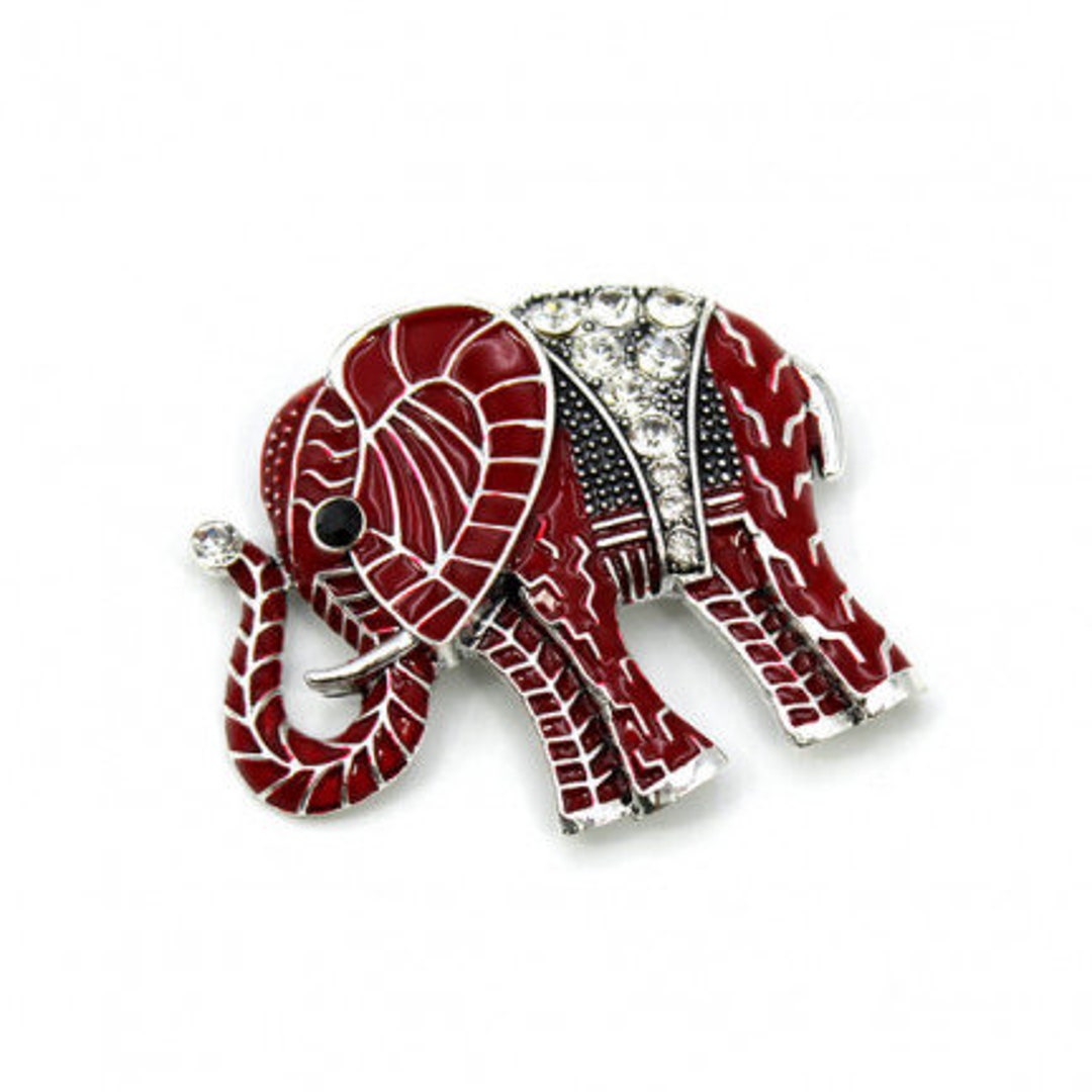 Red Elephant Brooch, Silver Plated Metal, Sorority Gift - Etsy