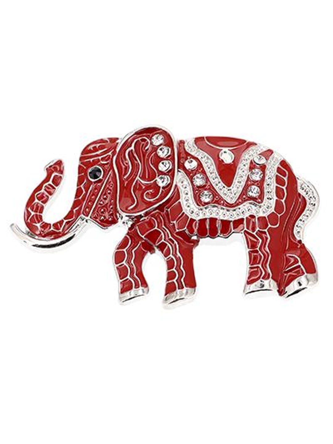 Vintage Red Elephant Brooch, Silver Plated Metal - Etsy