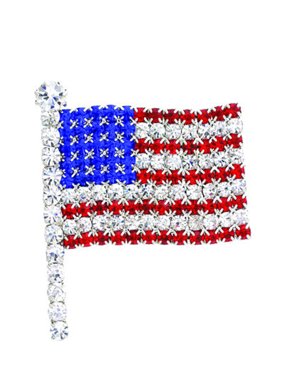 USA Flag Rhinestone Pin, American Flag Pin, Red White Blue Pin Brooch ...