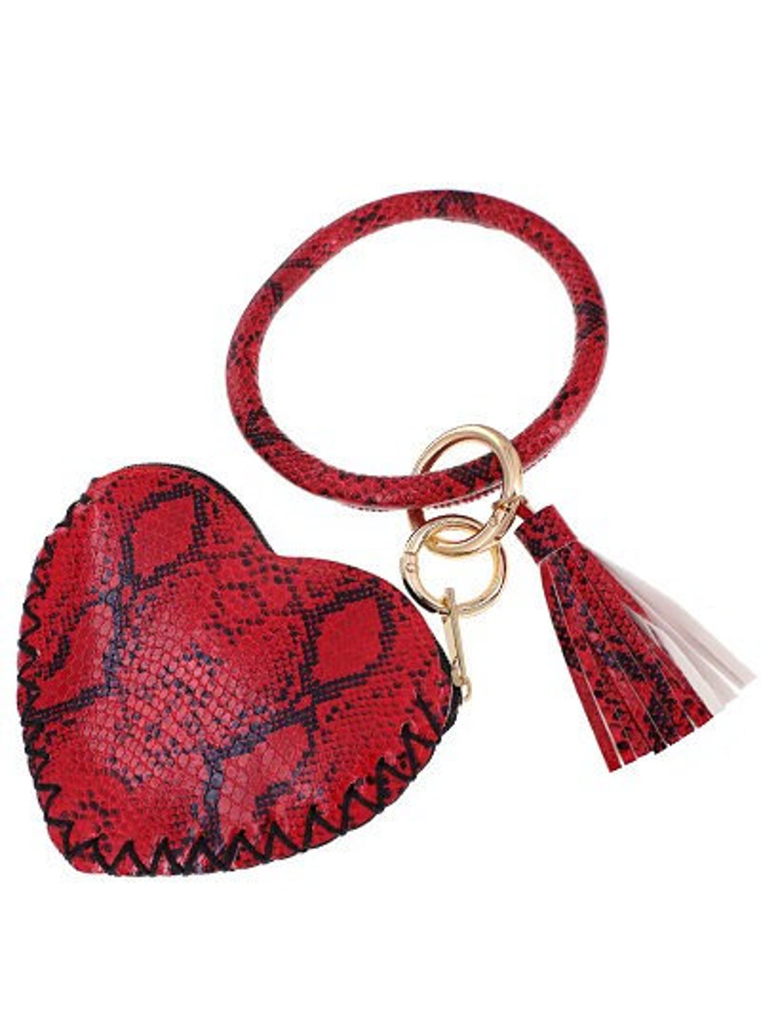 Red Snakeskin Leather Heart Keychain, Fashion Bag Charm - Etsy