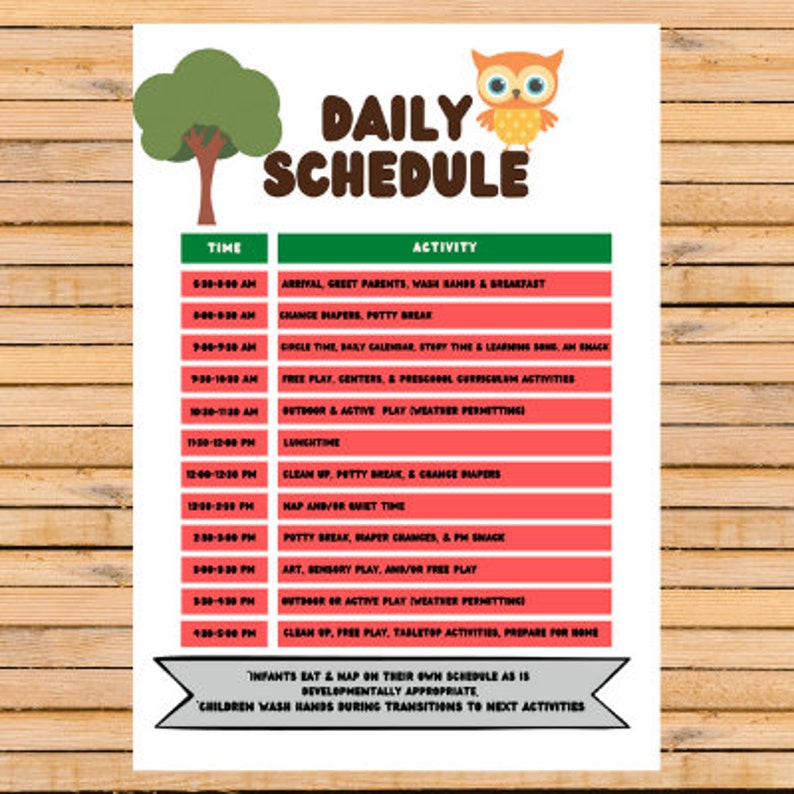Woodland Animal Daily Schedule - Etsy