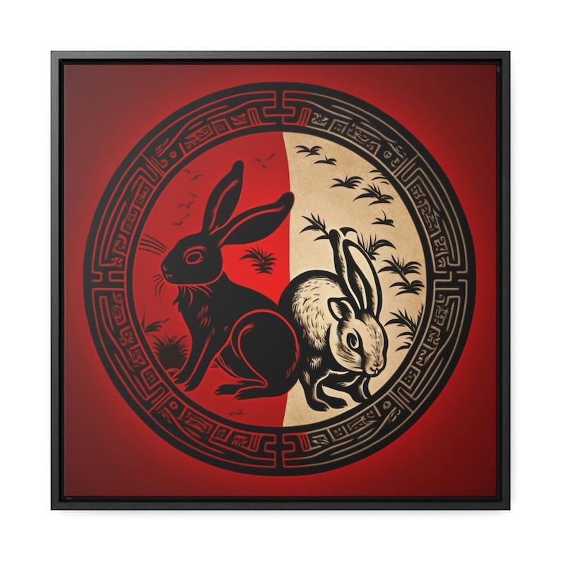 Rabbit Chinese Astrology Ying Yang - Canva Square Frame - Etsy