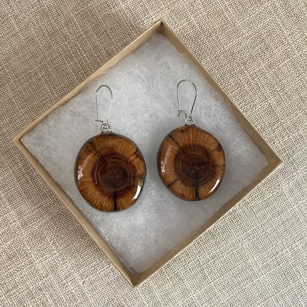 Wood Resin Earrings - Etsy