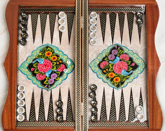 50x50 (cm) Handmade Persian Khatam Backgammon & Chess Set With Persian ...