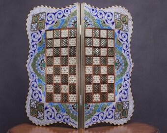 5050cm Persian Khatam Backgammon Set With Persian Miniature Painting ...