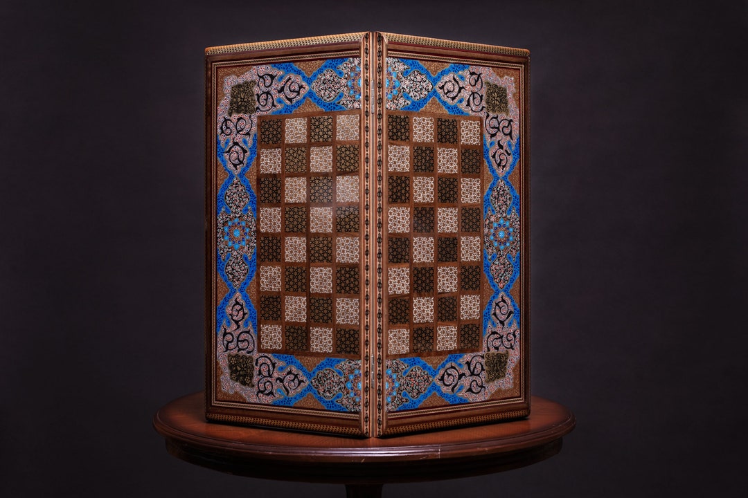 5050cm Handmade Khatam Persian Backgammon and Chess Set With Delicate ...
