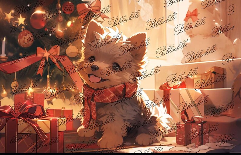 4 Festive Yorkie Christmas Digital Art High-res 300 DPI - Etsy