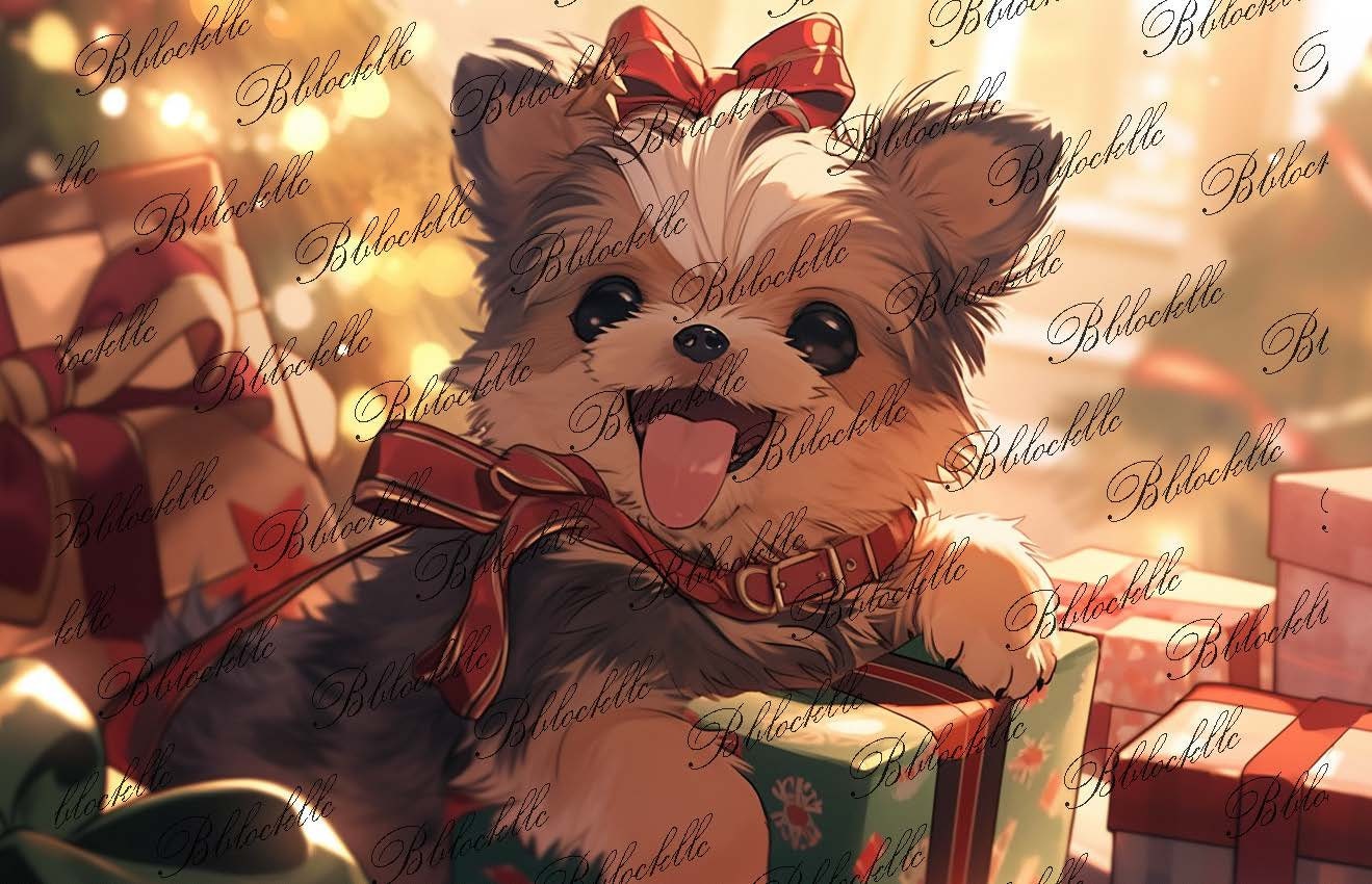 4 Festive Yorkie Christmas Digital Art High-res 300 DPI, Dual Image ...