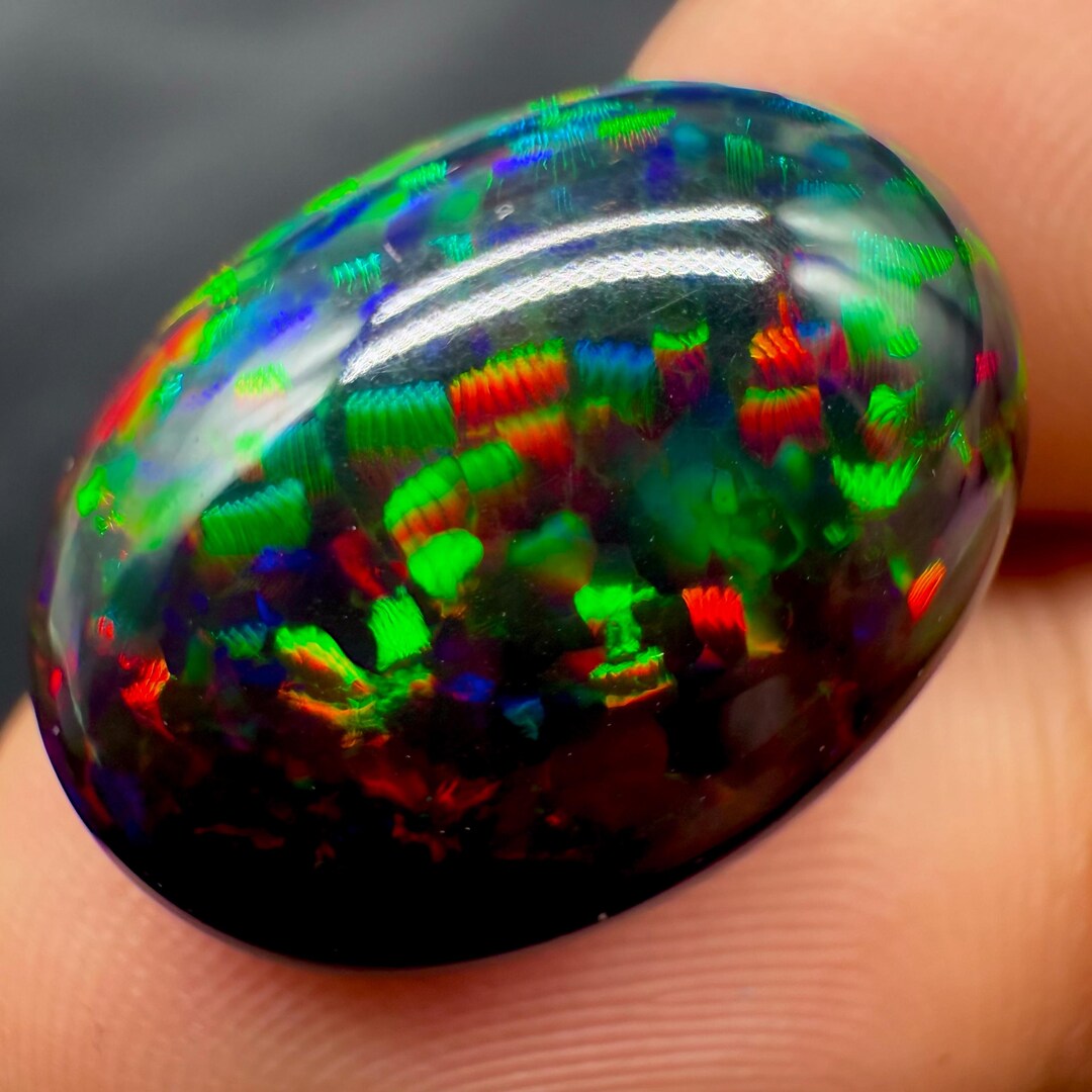 Natural Ethiopian Black Opal Gemstone Cabochon 12.70 Ct 20x15x8 Mm - Etsy