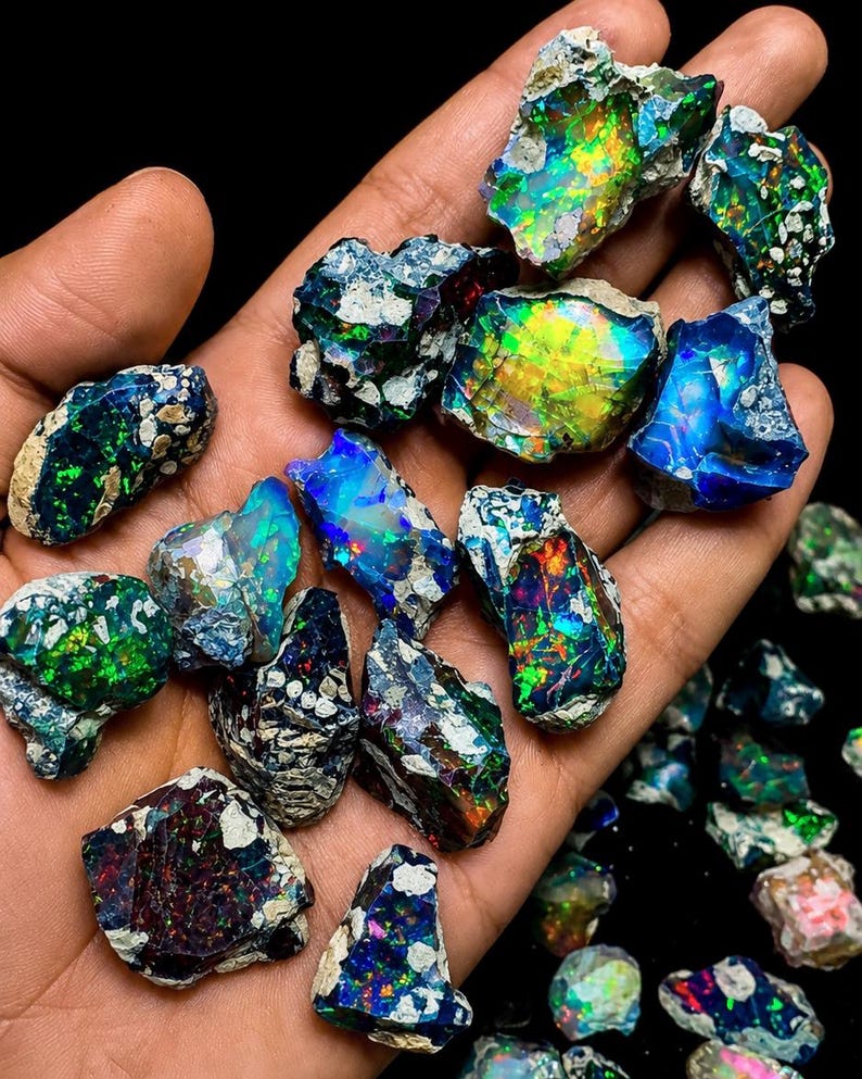 Natural Ethiopian Black Fire Opal Rough, A++ Cut Grade for Jewelry ...