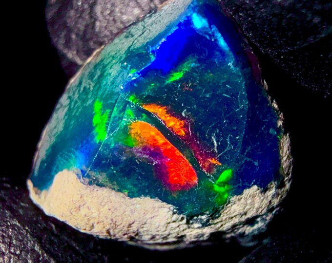 Loose 6.15 Ct Ethiopian Black Opal Rough Stone, 13X12X8 Mm Natural Dry ...