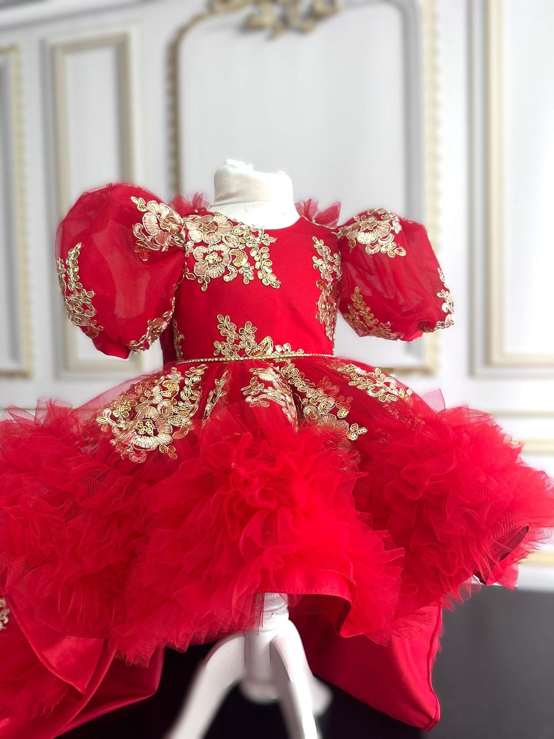 Red Girl Dress,embroidered Red Girl Pageant Dress,prom Dress,girld Red ...