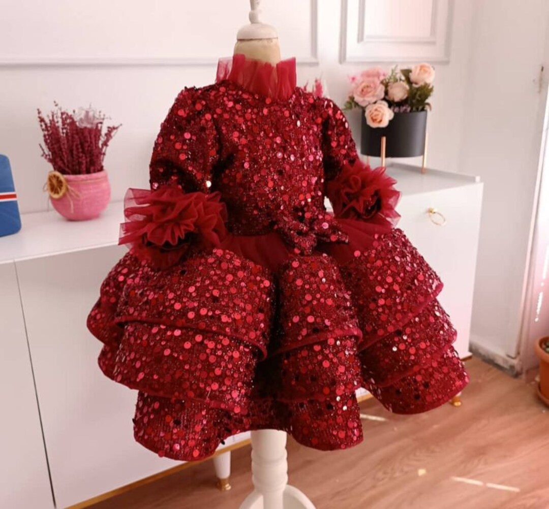 Red Baby Dress,pageant Girl Dress,1st Birthday Dress,photoshoot Baby ...