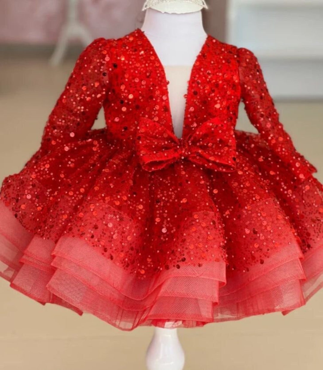 Red Birthday Girl Outfit, Puffy Toddler Girl Dress, Birthday Baby Girl ...