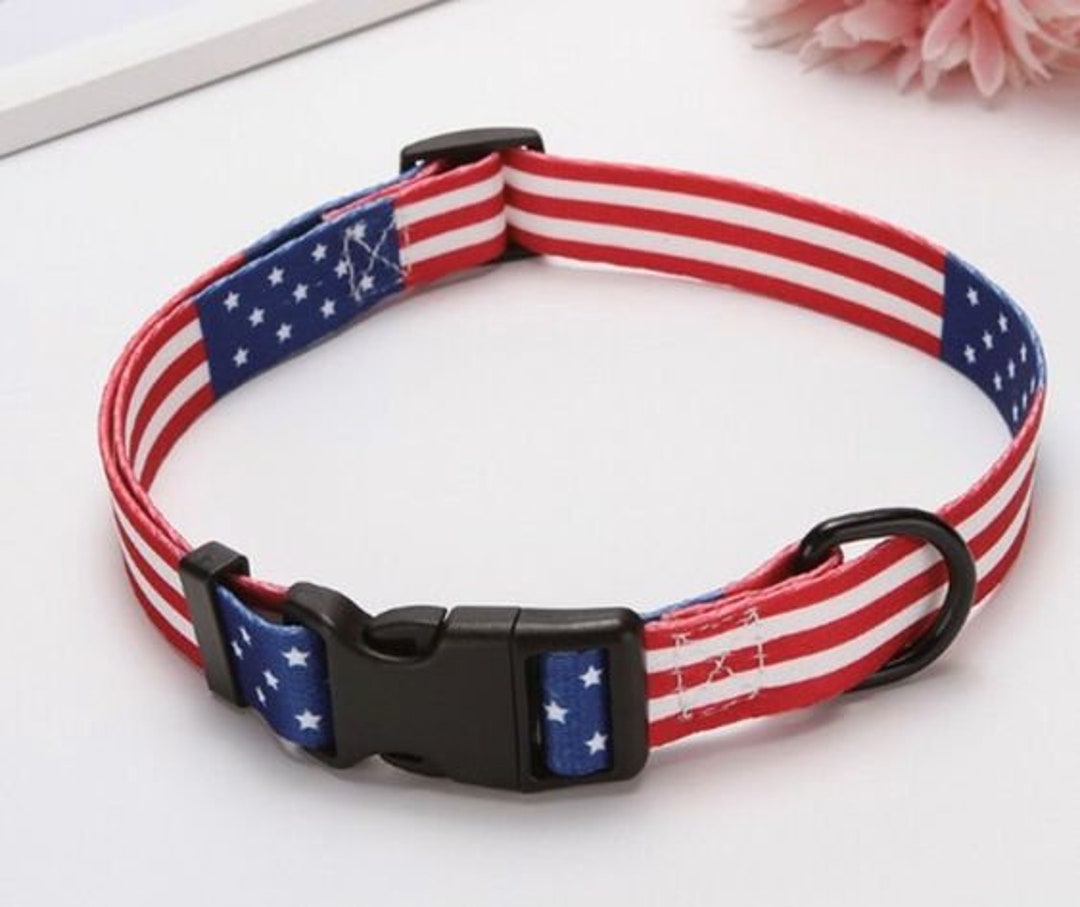 American Flag Dog Collar, Dog Collar, Patriotic - Etsy