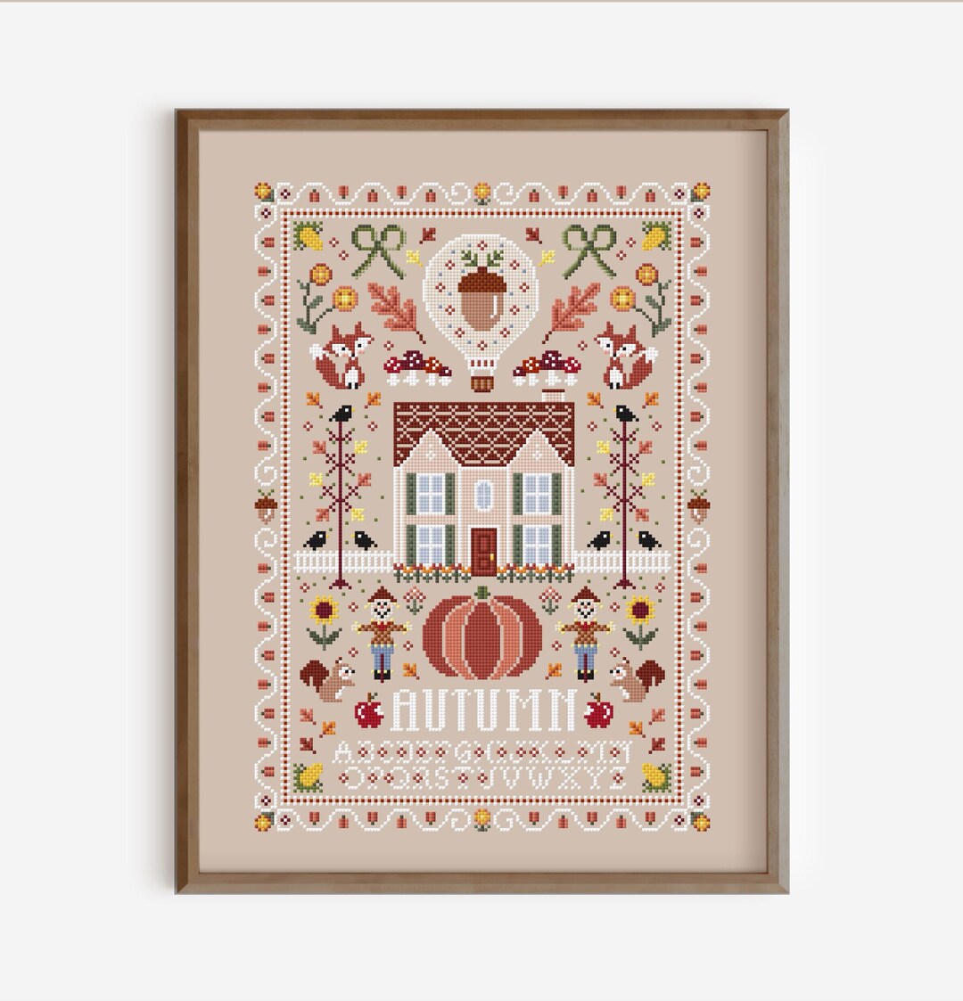 Autumn House Cross Stitch Pattern Holiday Seasonal Fall Craft - Etsy