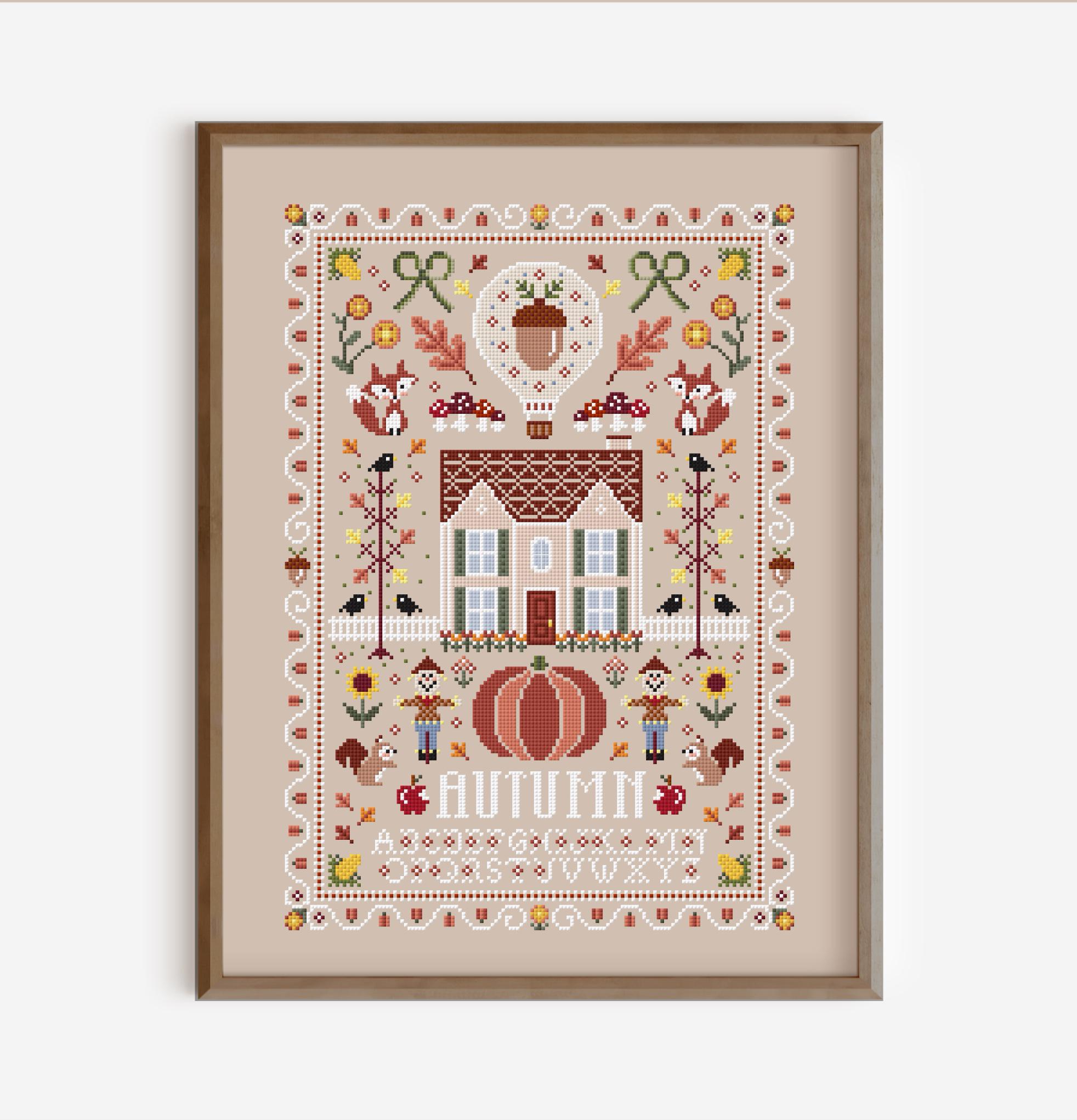 Autumn House Cross Stitch Pattern Holiday Seasonal Fall Craft - Etsy