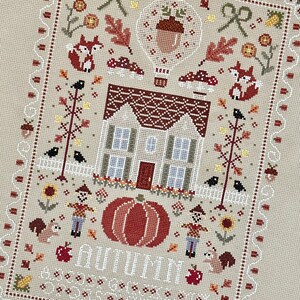 Autumn House Cross Stitch Pattern | Holiday Seasonal Fall Craft - Etsy