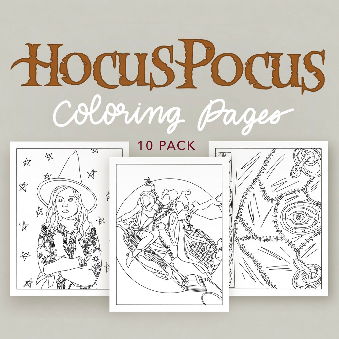 Hocus Pocus Coloring Pages Pack of 10 Digital Download Coloring Pages ...
