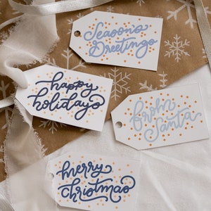 Holiday Greeting Gift Tags Blue Christmas Themed Printable Gift Tags ...