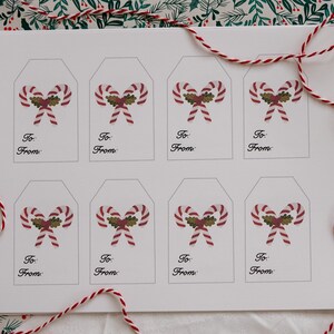 Candy Cane Gift Tags Christmas Themed Printable Gift Tags Downloadable ...