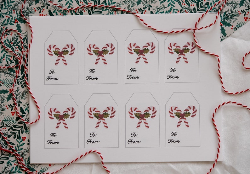 Candy Cane Gift Tags Christmas Themed Printable Gift Tags - Etsy