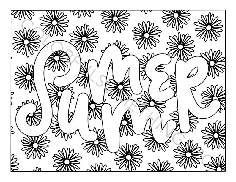Summer Themed Coloring Pages Pack of 10 Summer Digital - Etsy
