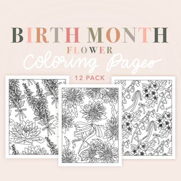12 Month Coloring Pages - Etsy