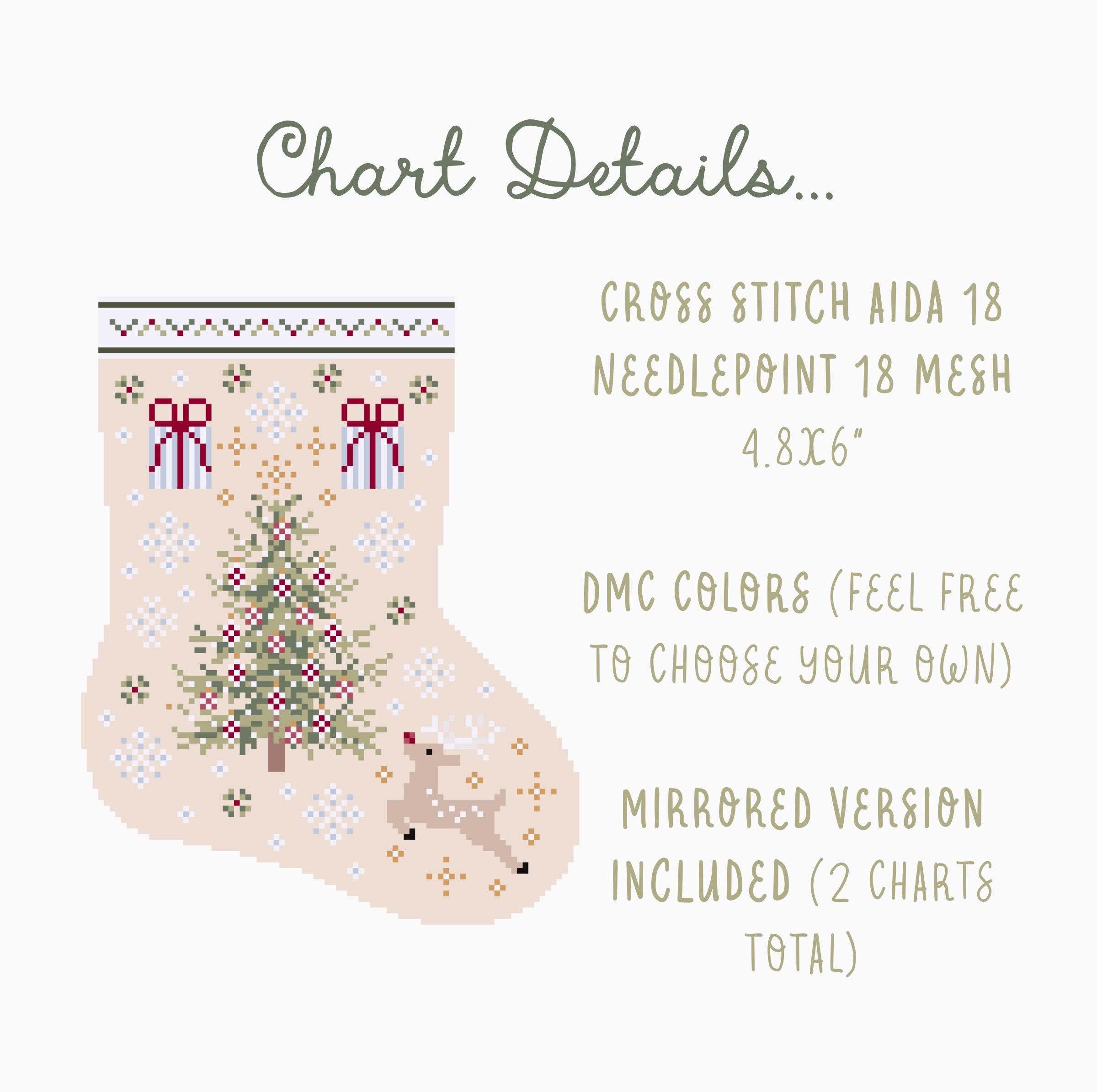 Mini Christmas Tree Stocking Cross Stitch/needlepoint Pattern | Holiday ...