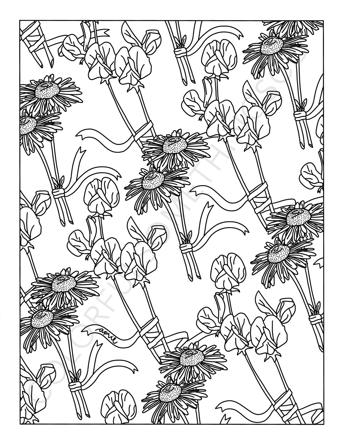 Birth Month Flower Coloring Pages Pack of 10 Floral Digital | Etsy