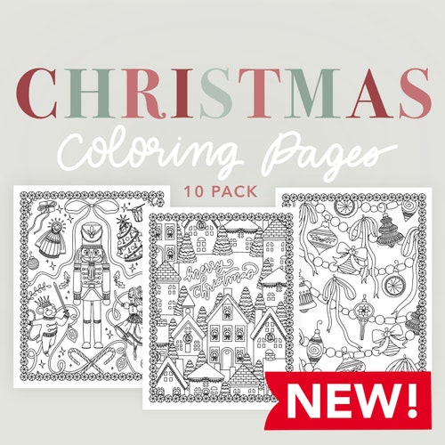 Christmas Coloring Pages 3 Pack Typography Holiday Coloring - Etsy