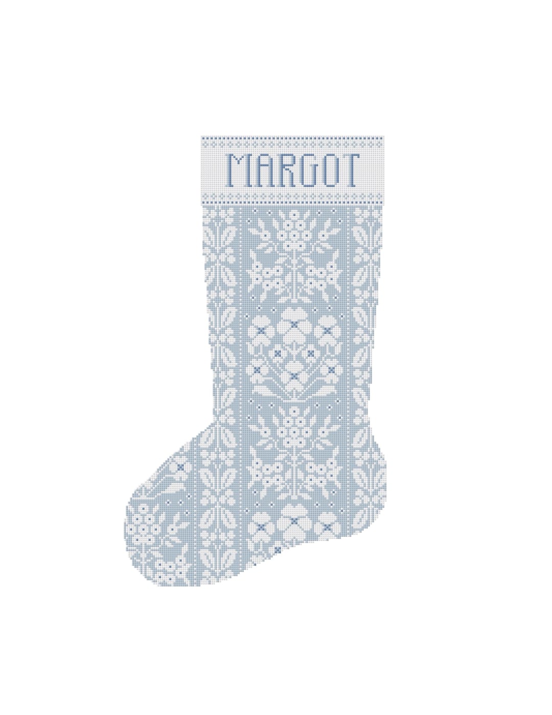 Custom Blue Floral Christmas Stocking Cross Stitch Pattern | Heirloom ...