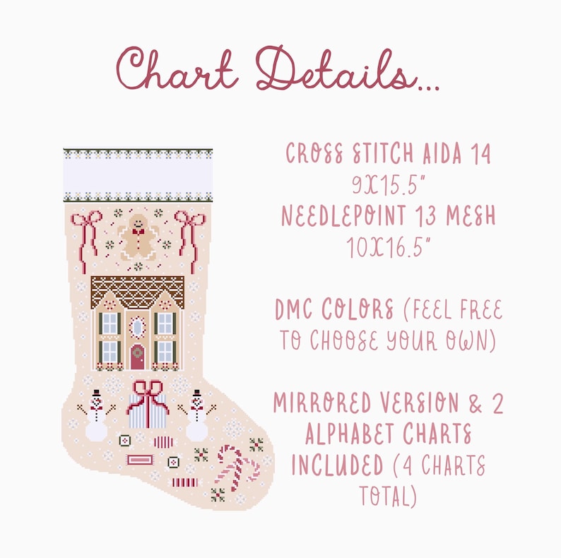 Gingerbread House Christmas Stocking Cross Stitch/needlepoint Pattern ...