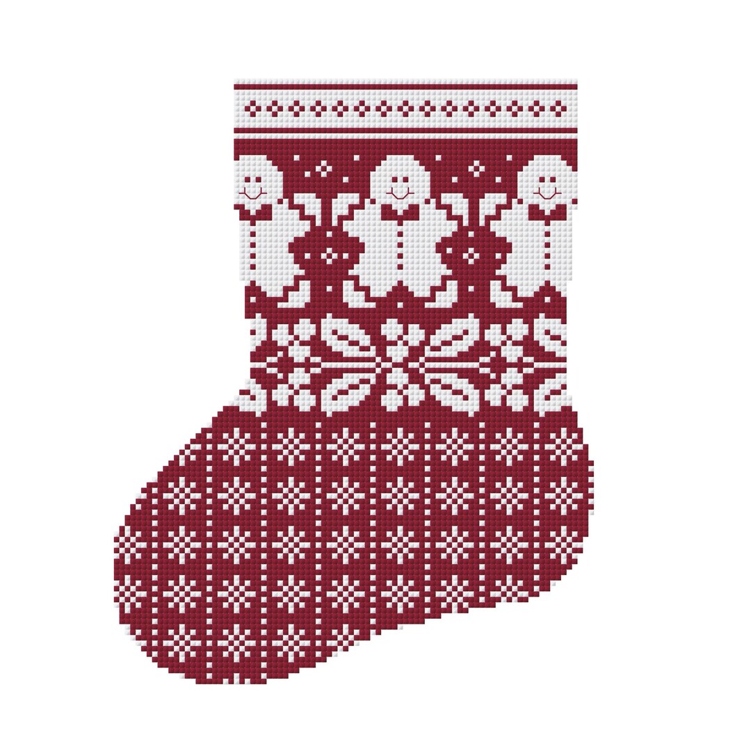Mini Gingerbread Man Christmas Stocking Cross Stitch Pattern Holiday ...