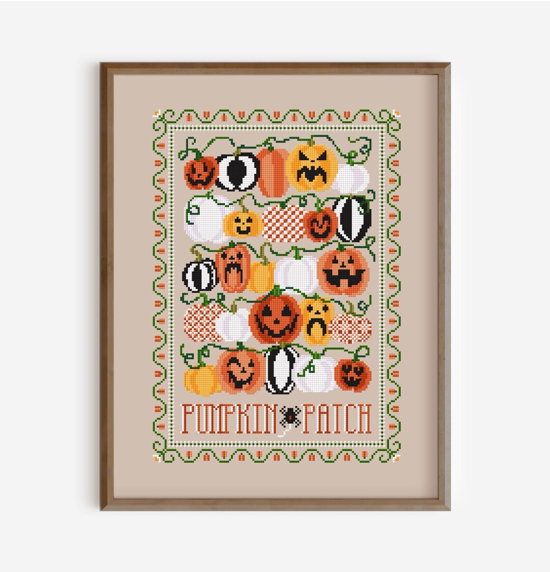Pumpkin Patch Cross Stitch Pattern | Halloween - Etsy