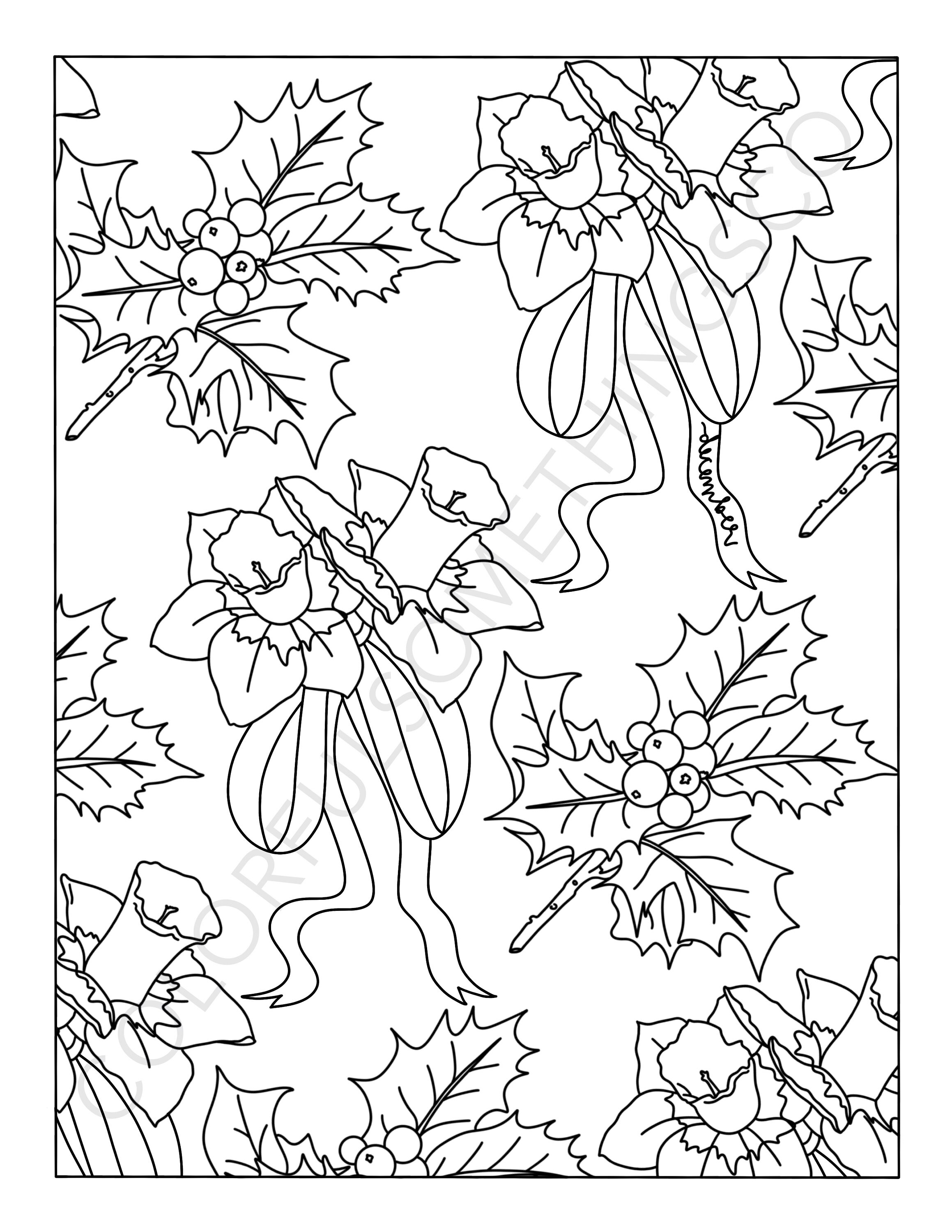 Birth Month Flower Coloring Pages Pack of 12 Floral Digital - Etsy UK