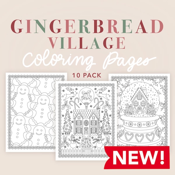 Gingerbread Village Coloring Pages - Etsy