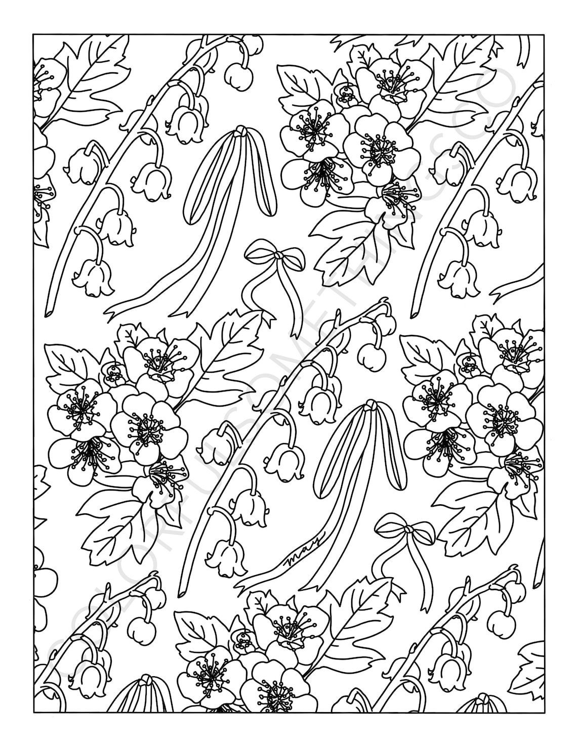 Birth Month Flower Coloring Pages Pack of 12 Floral Digital Download ...