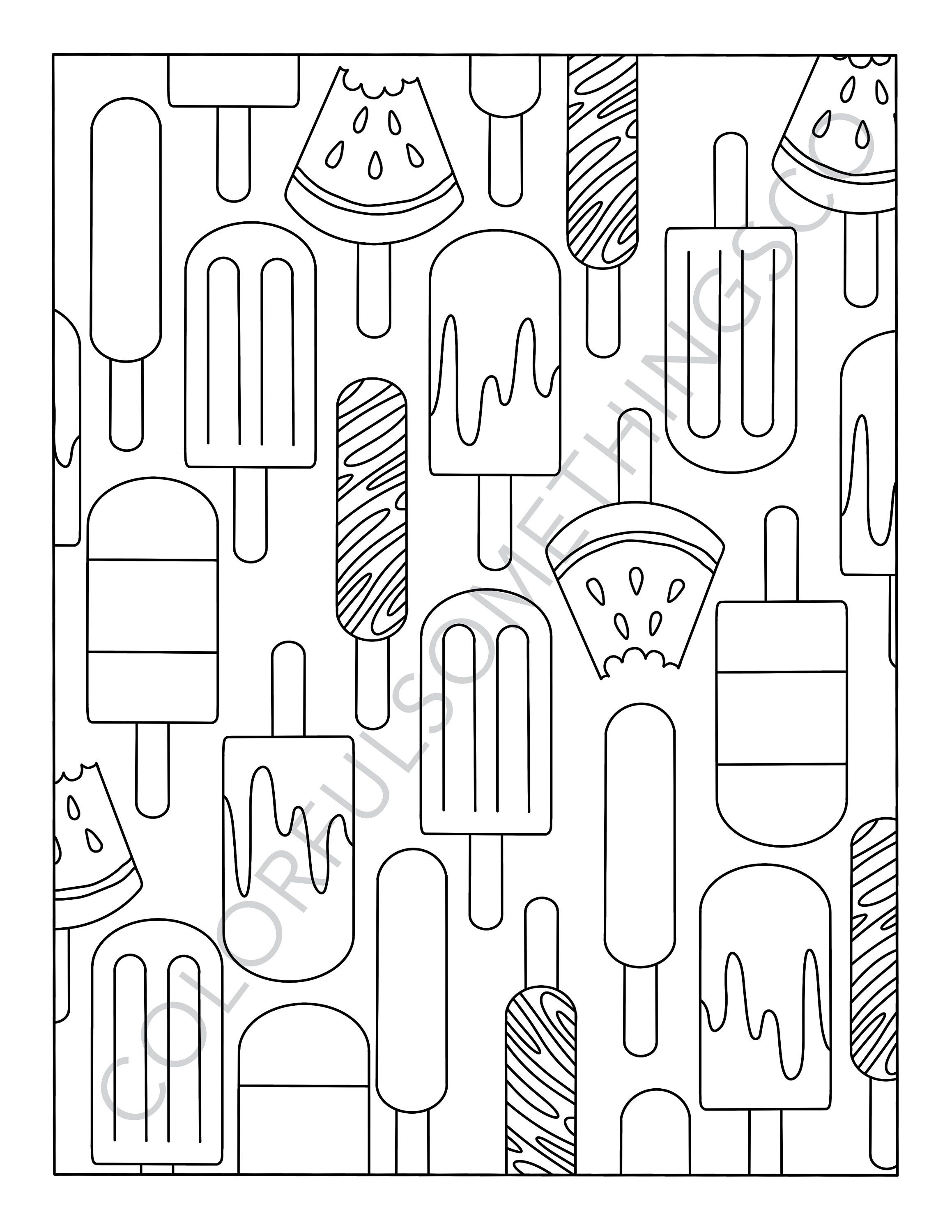 Summer Themed Coloring Pages Pack of 10 Summer Digital - Etsy