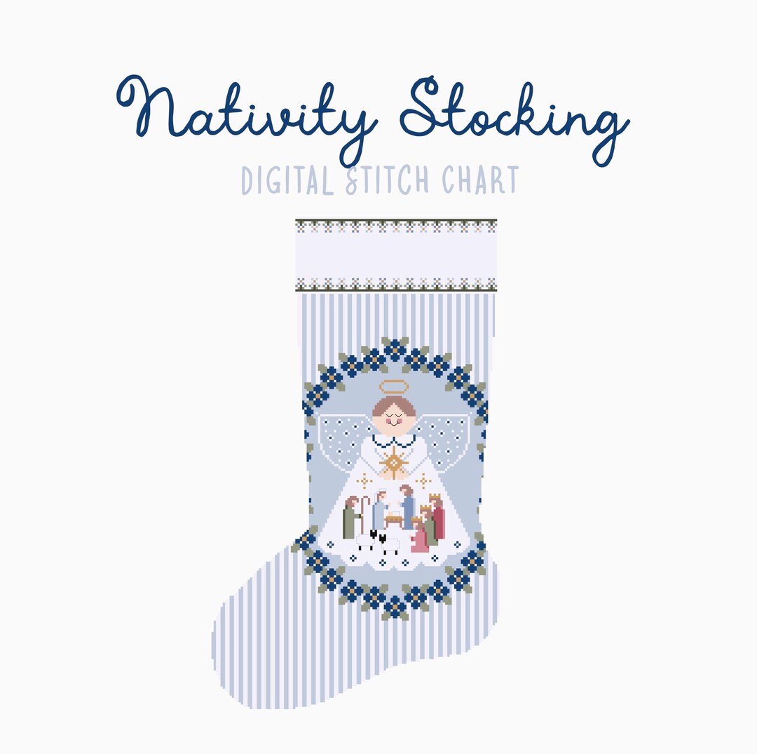 Nativity Christmas Stocking Cross Stitch/needlepoint Pattern | Heirloom ...