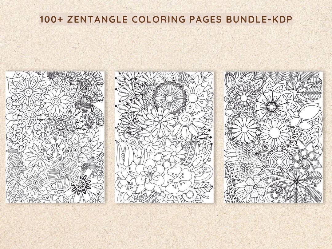 Floral Zentangle Stress Relief Adult Coloring Book Bundle - Etsy