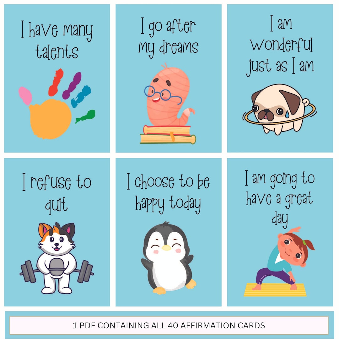 Printable Kids Affirmation Cards, Encouragement Cards for Kids ...
