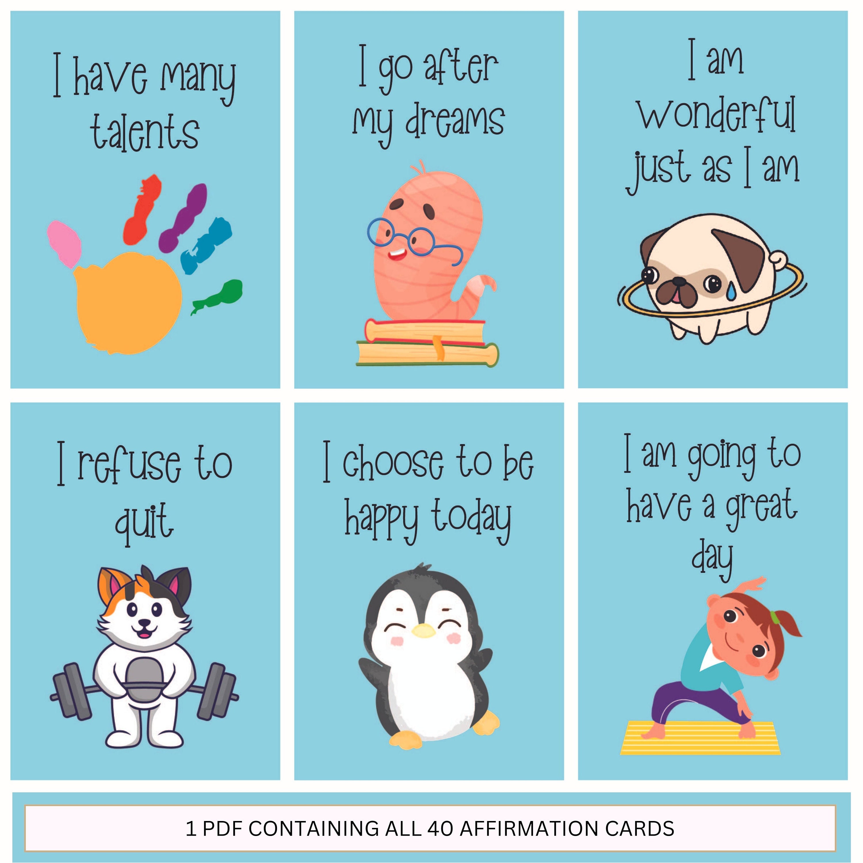 Printable Kids Affirmation Cards, Encouragement Cards for Kids ...