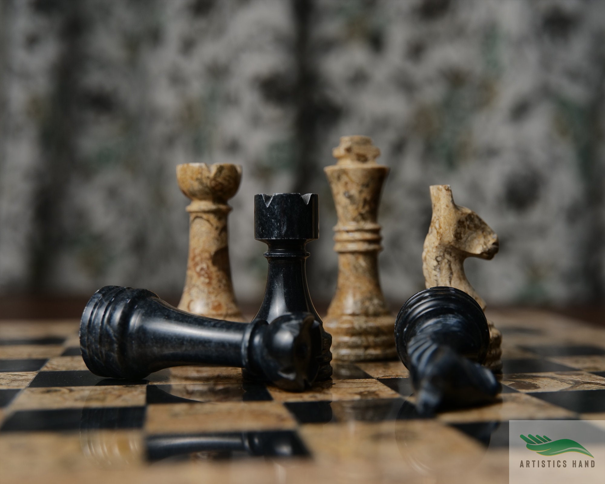 Handcrafted Marble Chess Set Black and Beige Winter Sale - Etsy